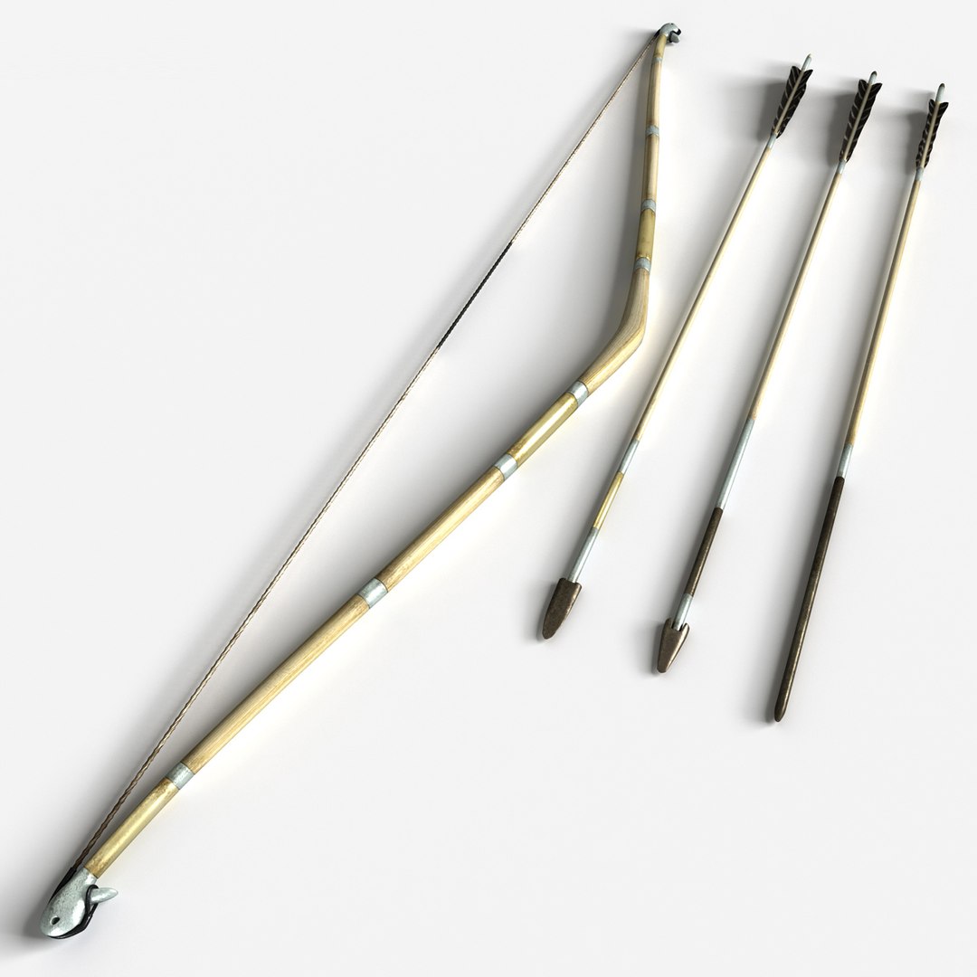 3d assyrian bow arrows assyria model