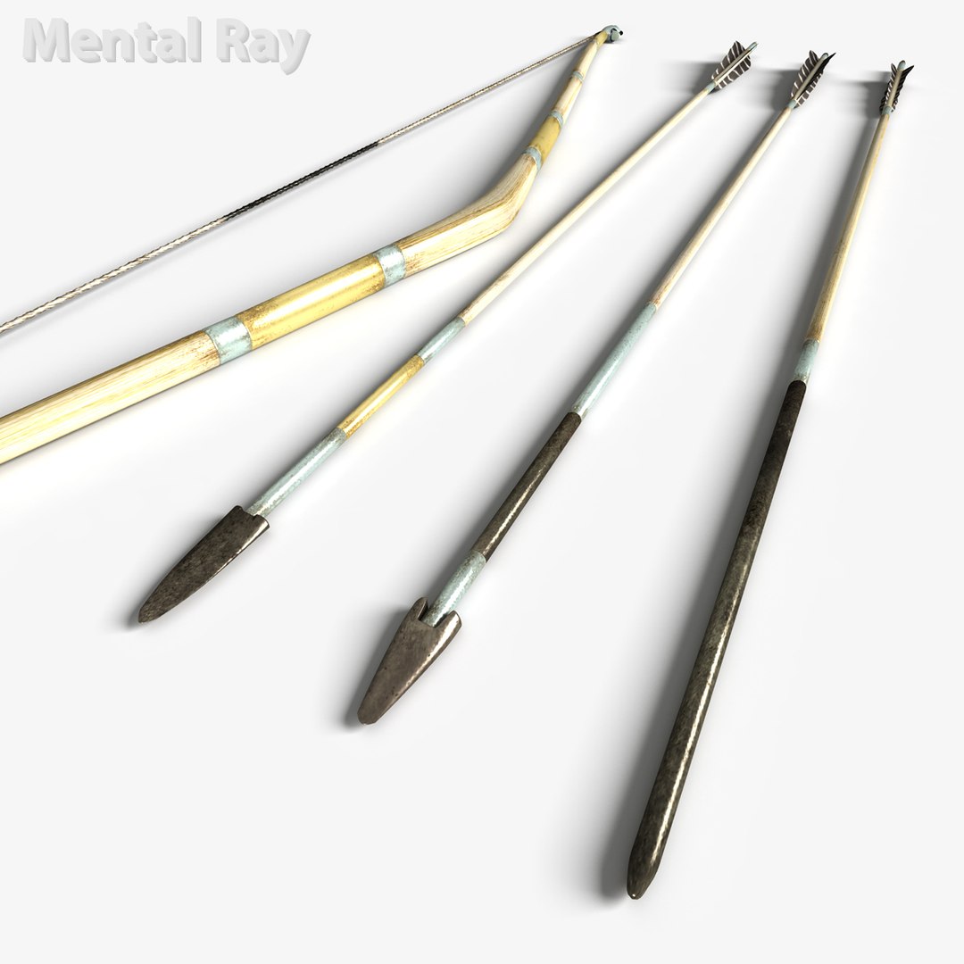 3d assyrian bow arrows assyria model