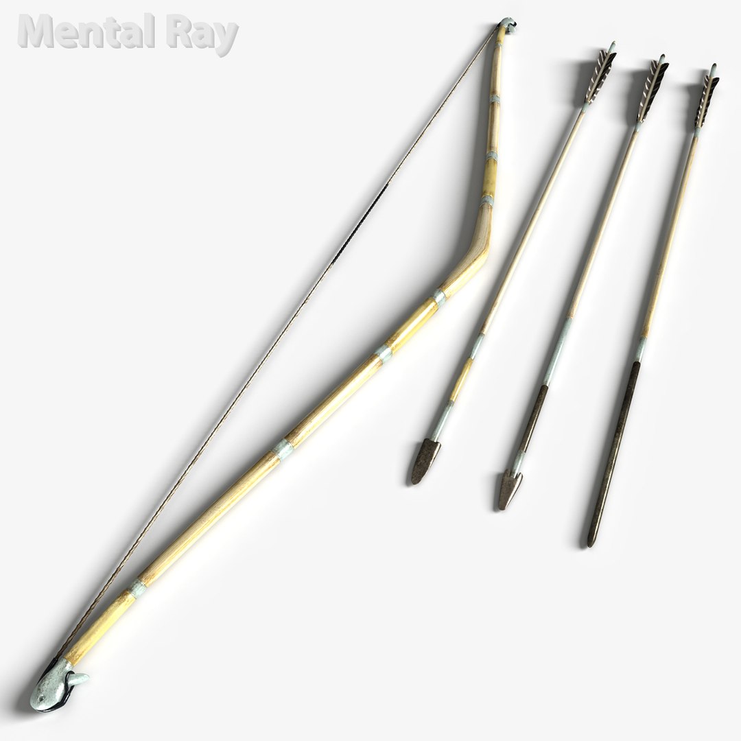 3d assyrian bow arrows assyria model