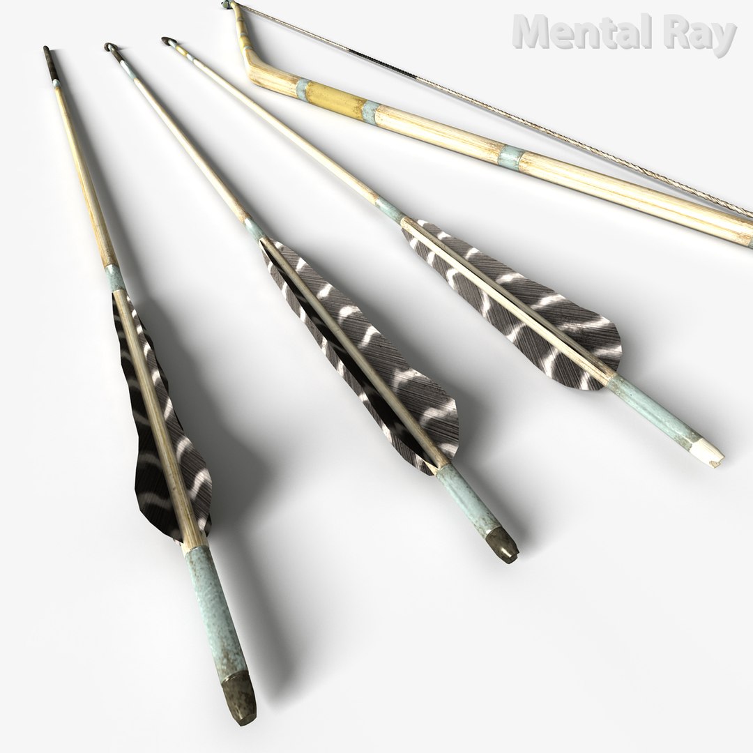 3d assyrian bow arrows assyria model