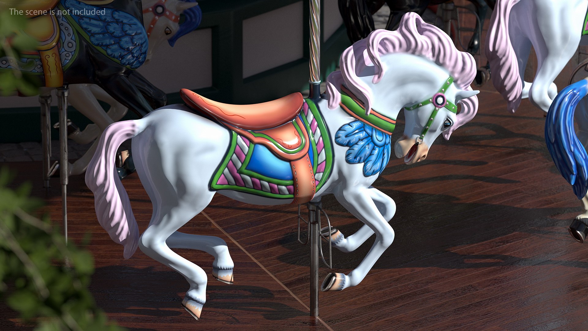 3D Carousel Galloping Horse Pink Model - TurboSquid 1605118