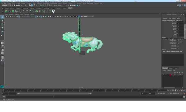 3D carousel galloping horse pink model - TurboSquid 1605118