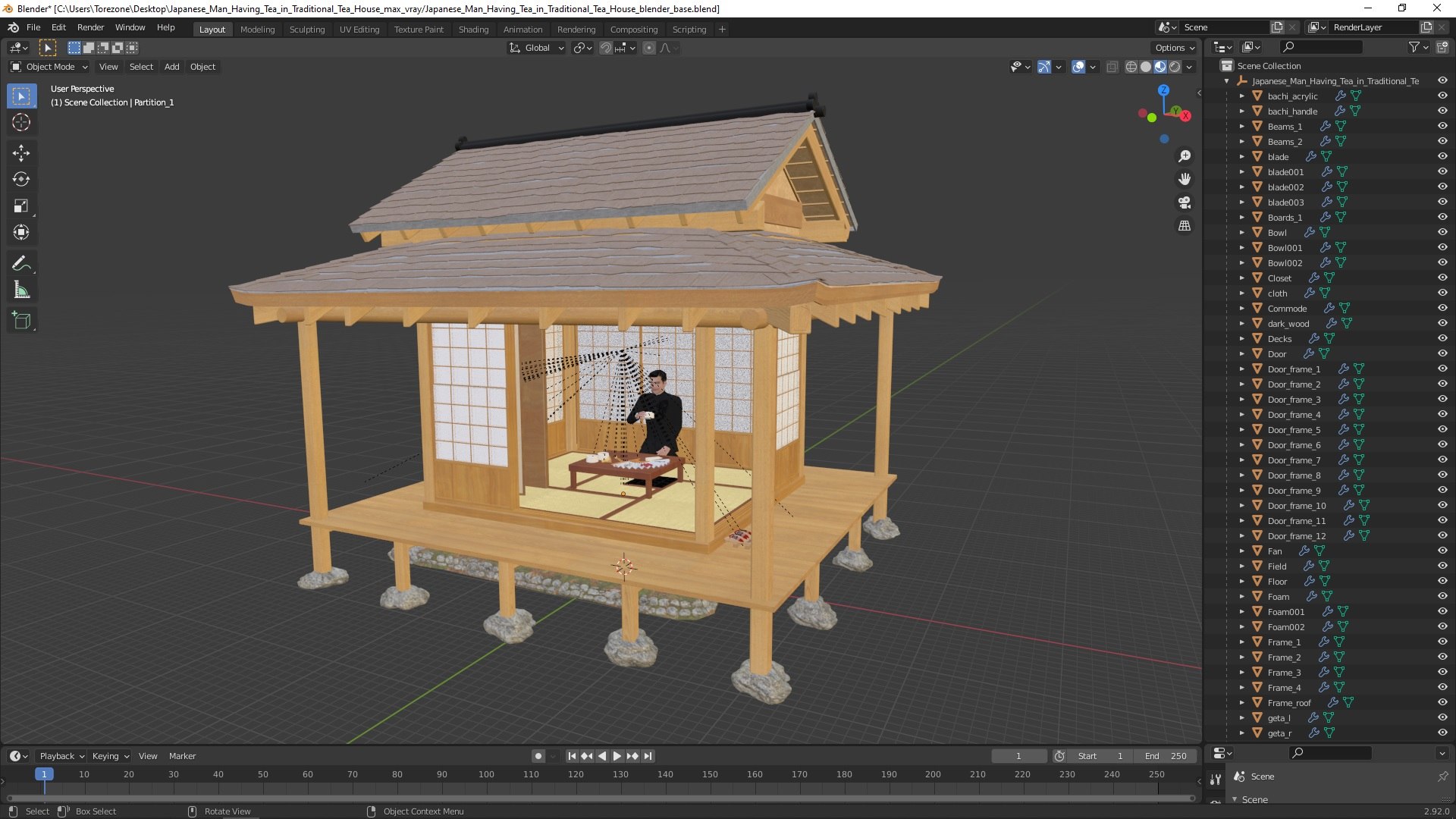 3D Japanese Man Having Tea In Traditional Tea House Model - TurboSquid ...