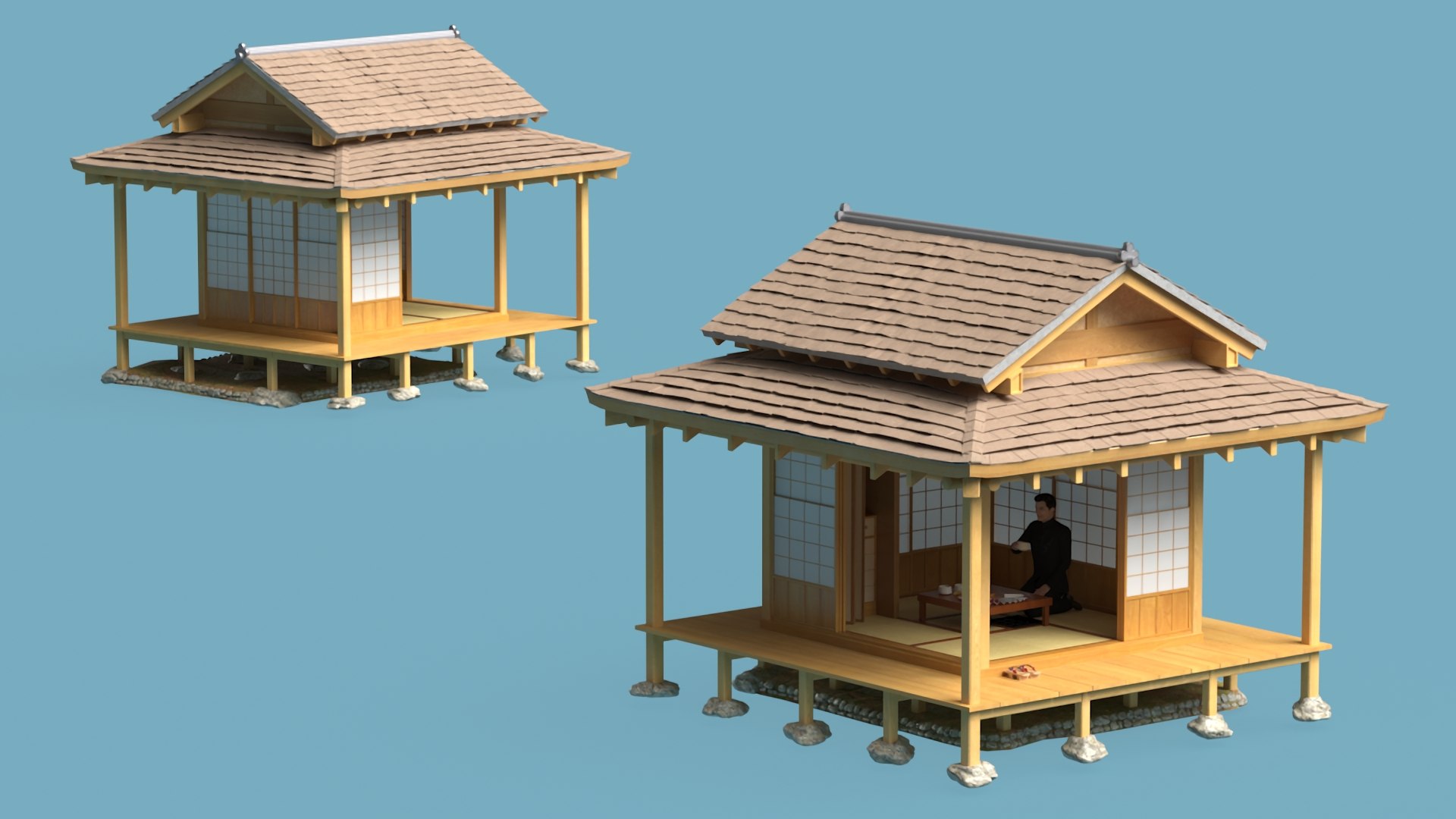 3D Japanese Man Having Tea In Traditional Tea House Model - TurboSquid ...