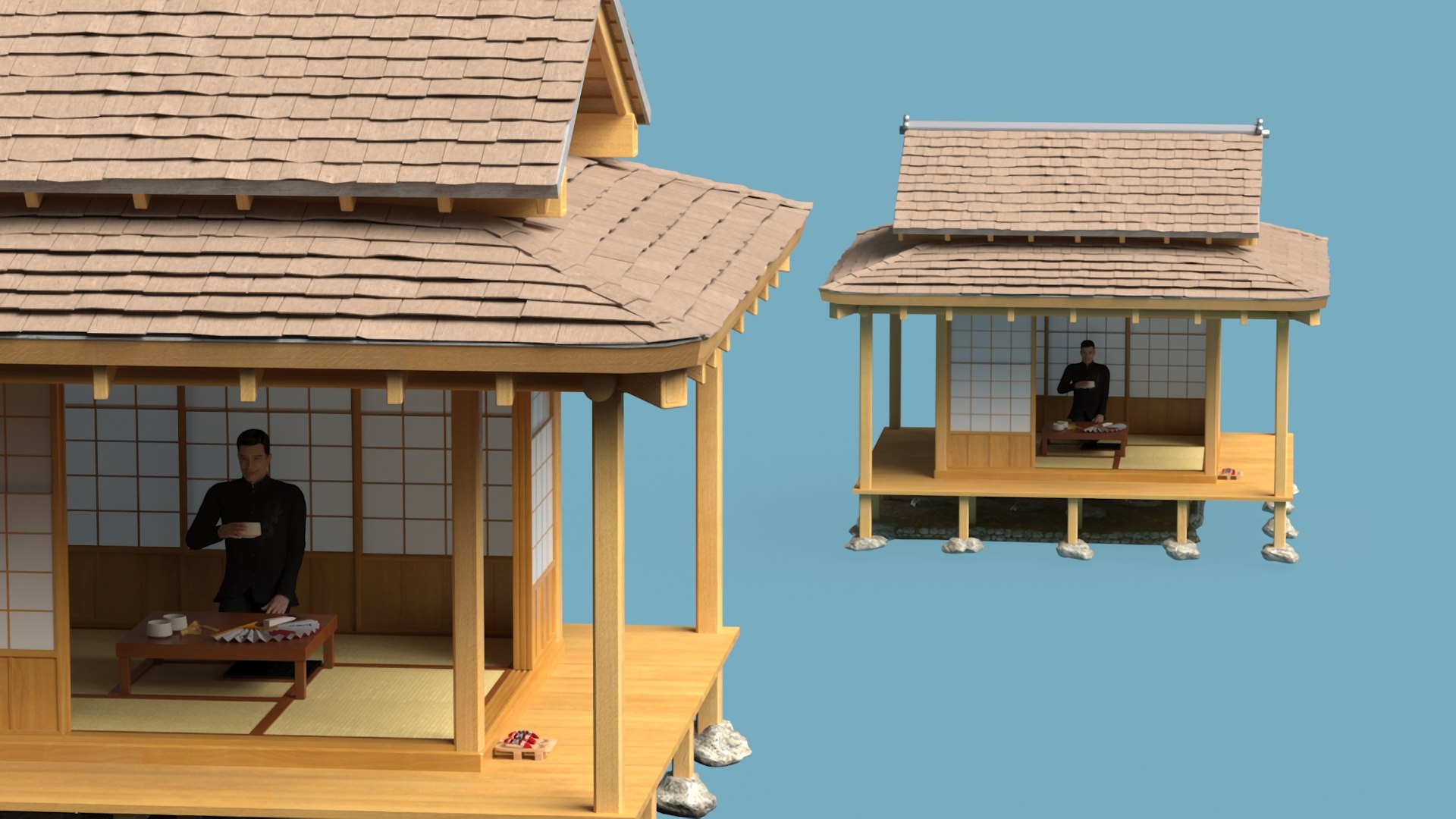 3D Japanese Man Having Tea In Traditional Tea House Model - TurboSquid ...