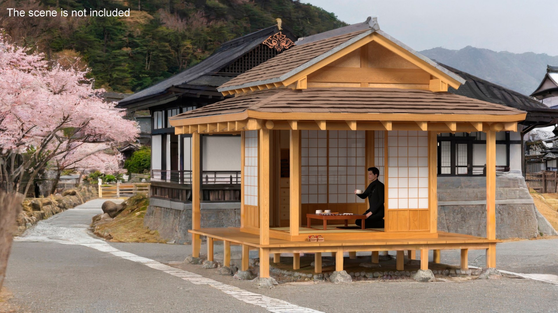 3D Japanese Man Having Tea In Traditional Tea House Model - TurboSquid ...