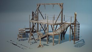 gallows scaffold noose 3d model