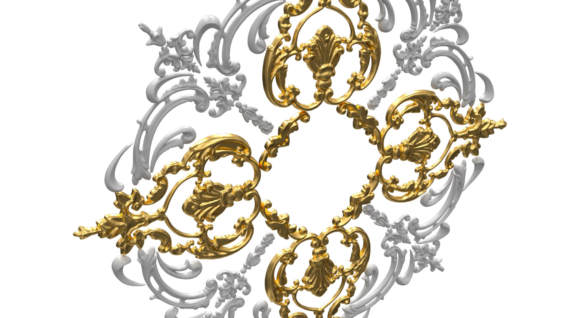 3D 3D Ceiling Sockets Gypsum Plaster DR254 model - TurboSquid 2134589