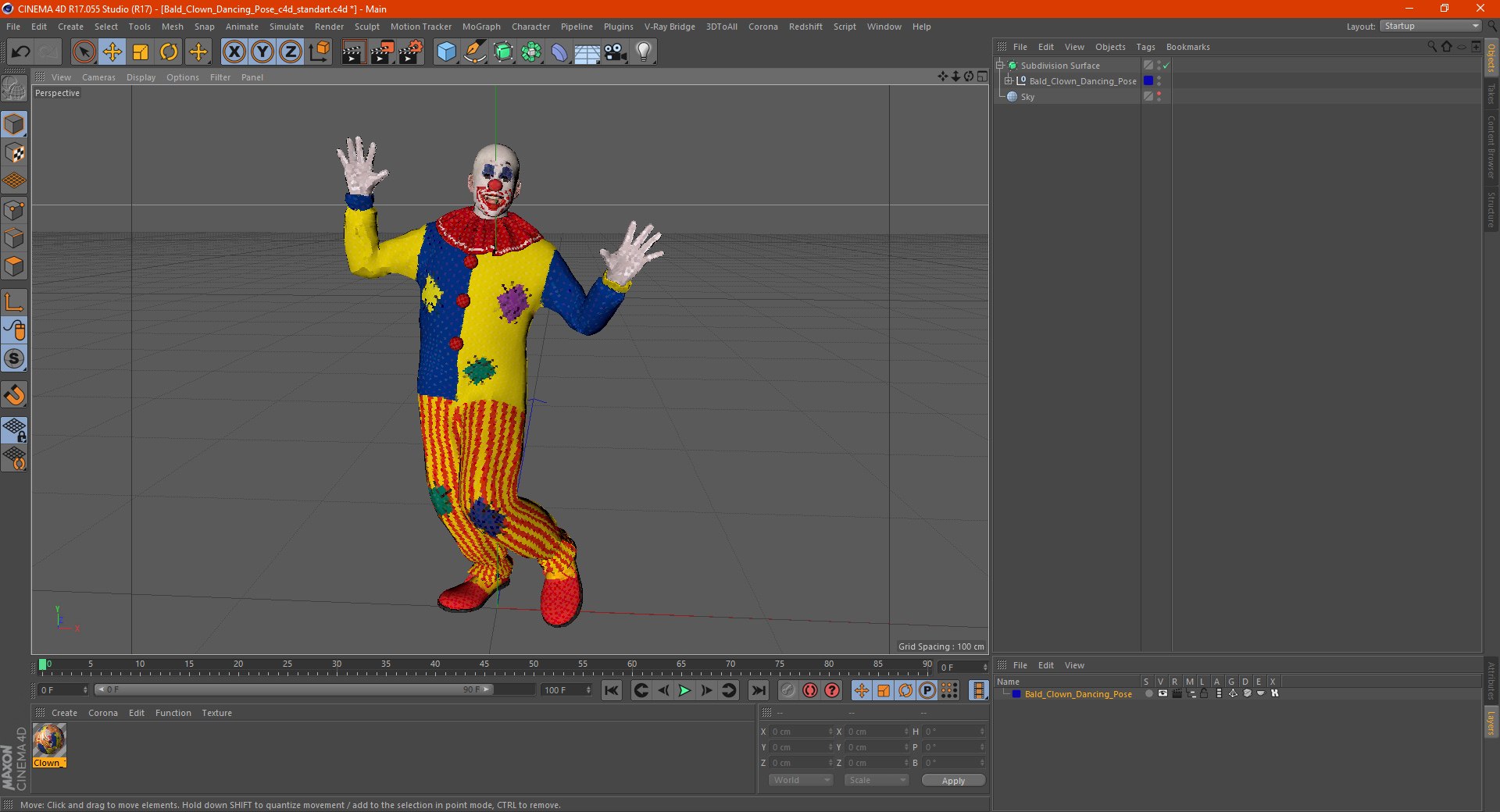 Bald clown dancing pose 3D - TurboSquid 1589096