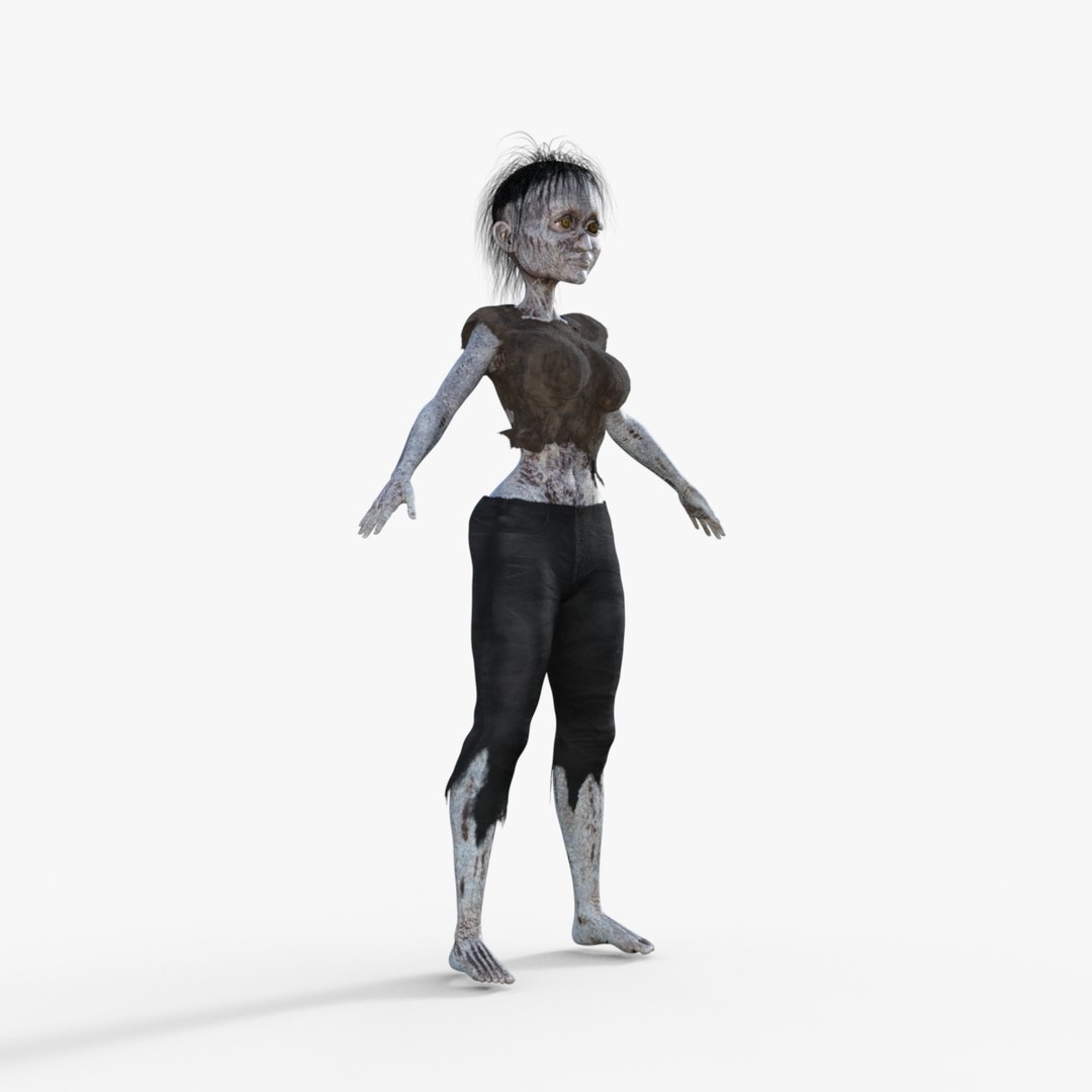 Scary Woman Zombie Rigged 3D Model - TurboSquid 2220321