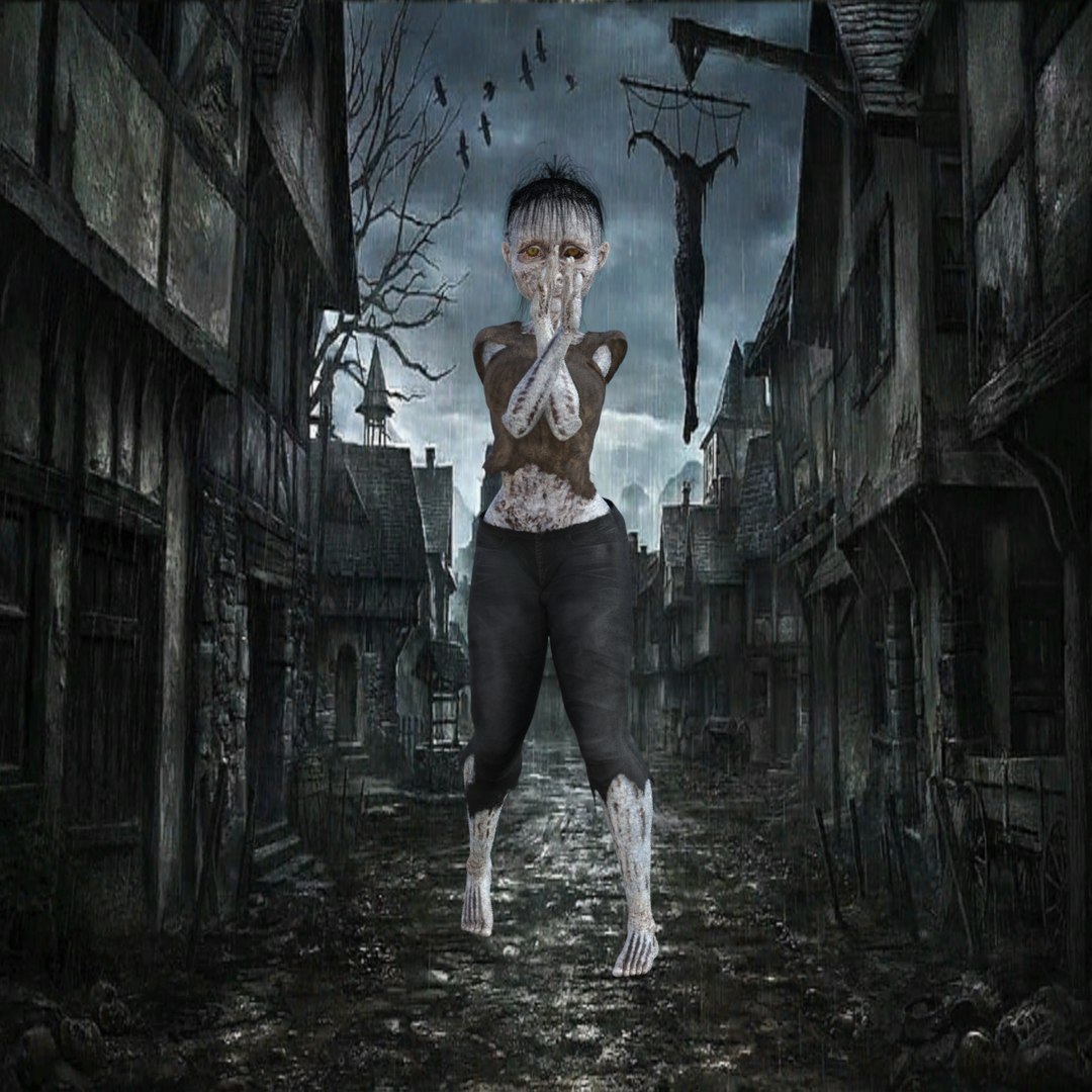 Scary Woman Zombie Rigged 3D Model - TurboSquid 2220321