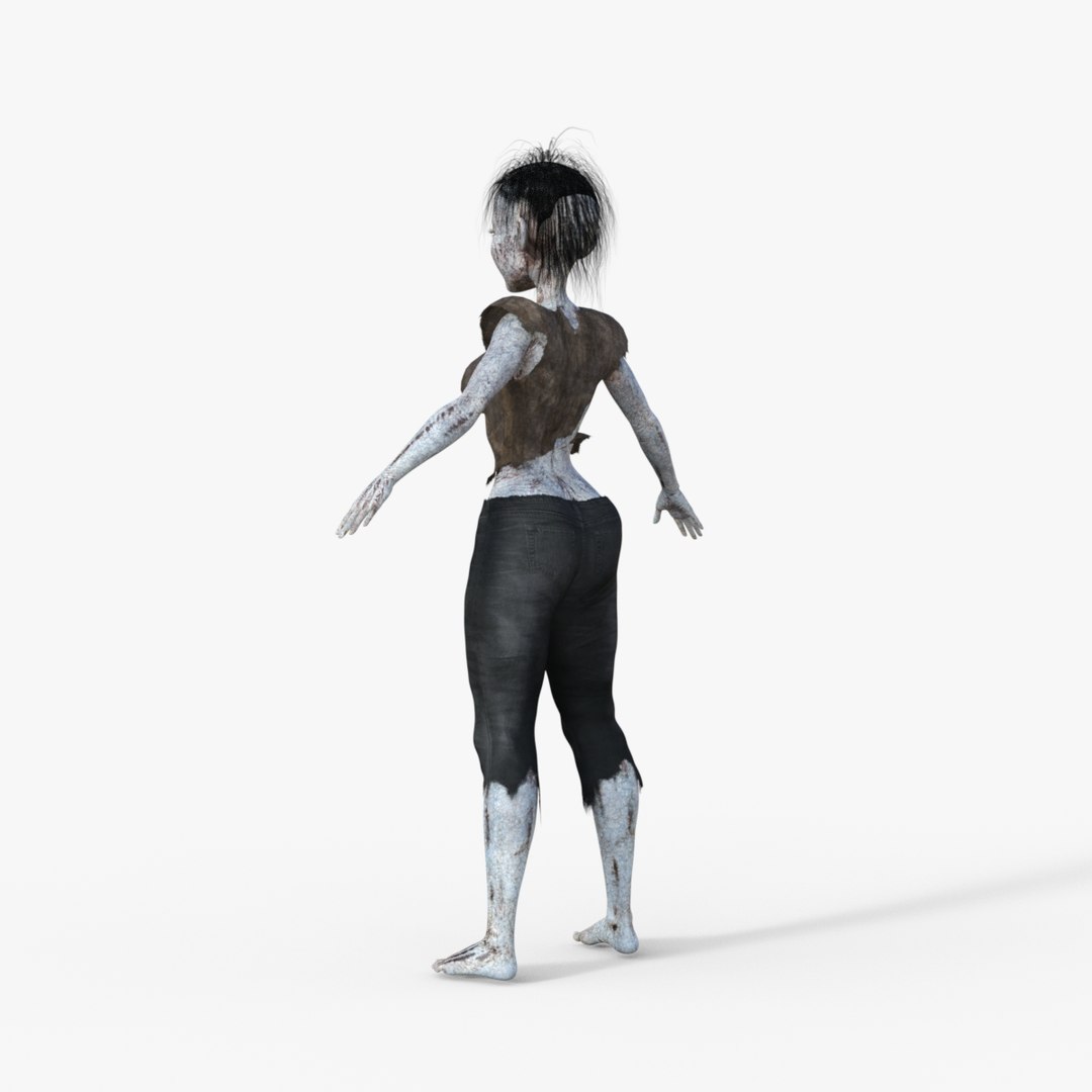 Scary Woman Zombie Rigged 3D Model - TurboSquid 2220321