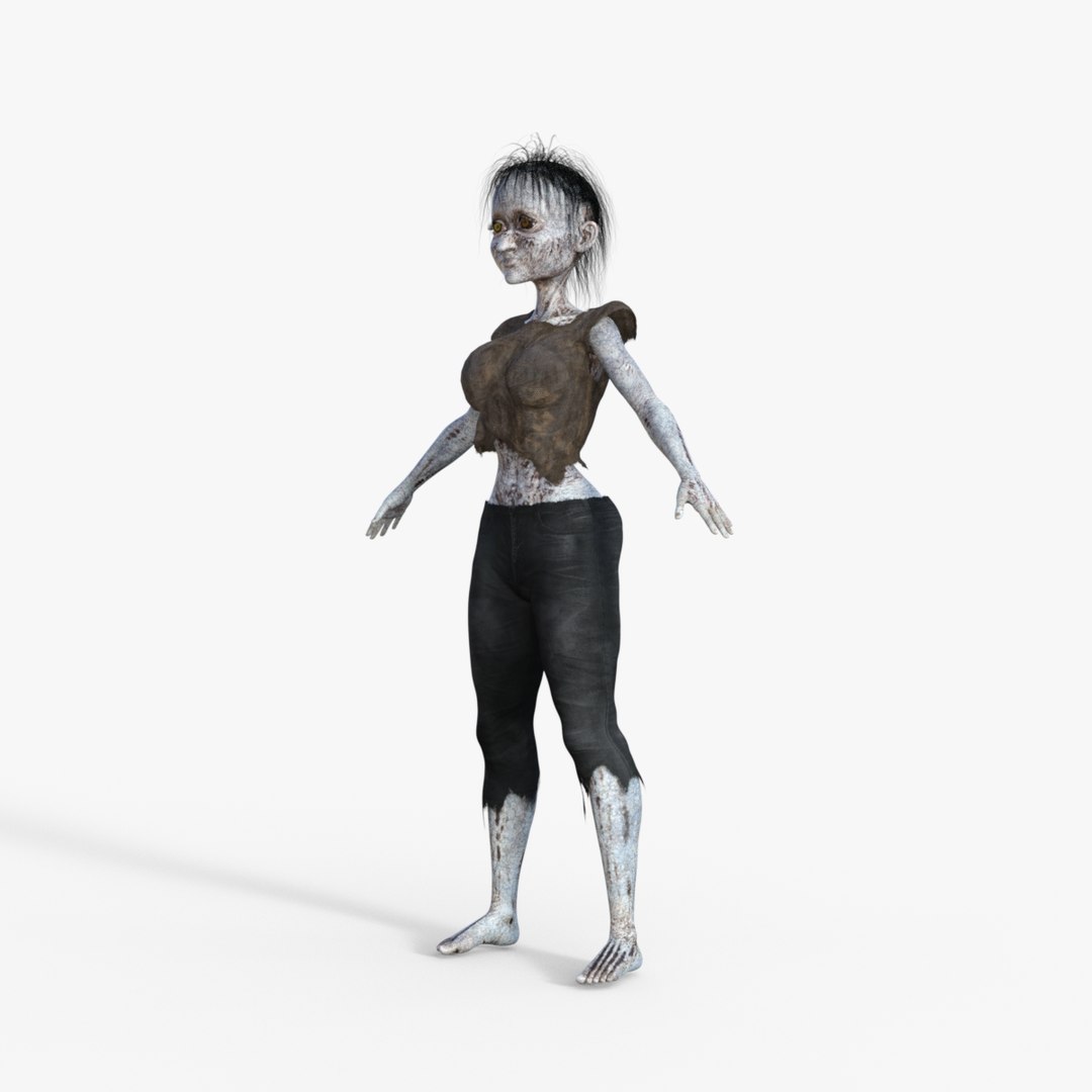 Scary Woman Zombie Rigged 3D Model - TurboSquid 2220321