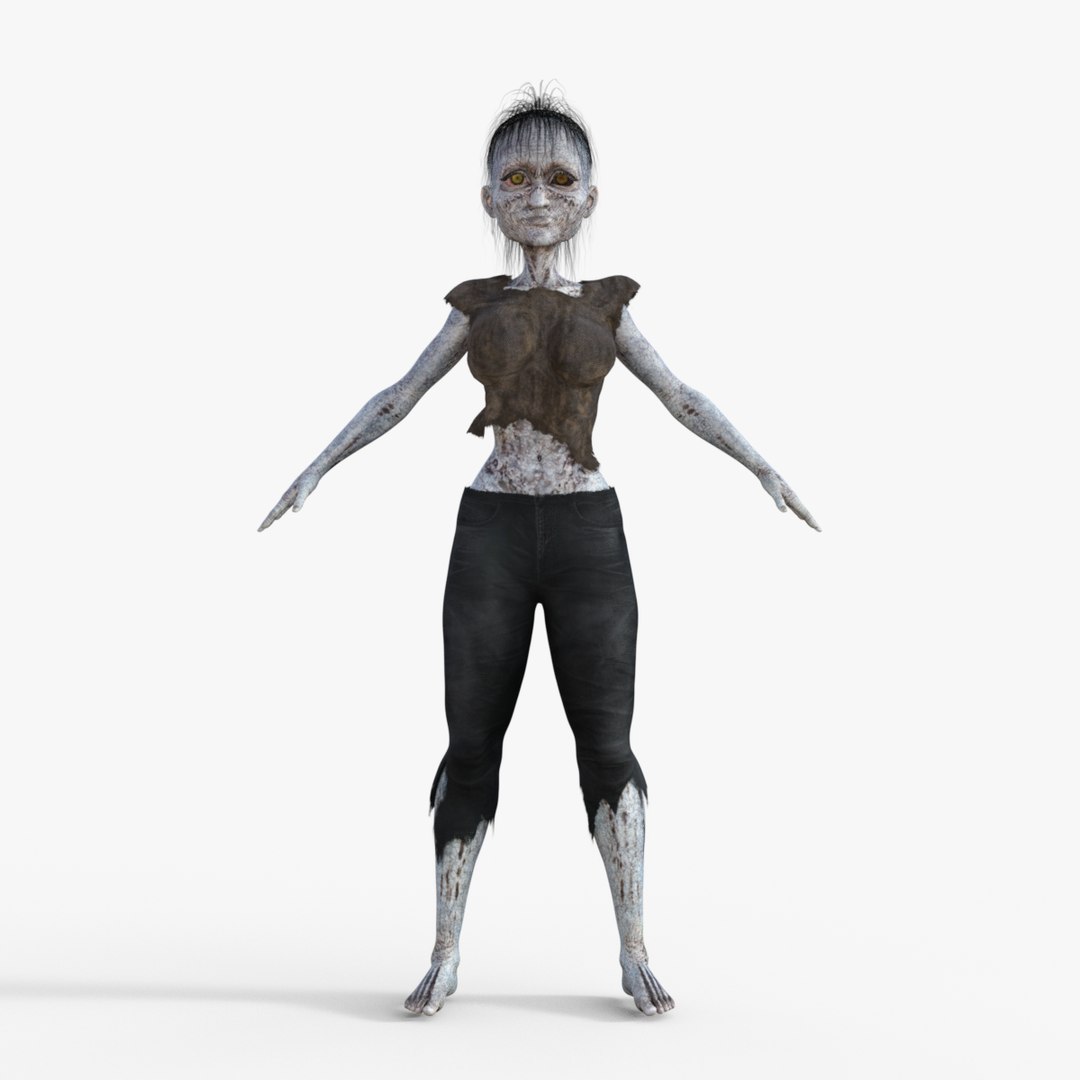 Scary Woman Zombie Rigged 3D Model - TurboSquid 2220321