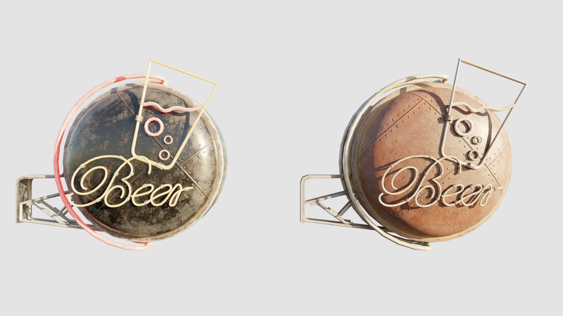 Bar Neon Sign With 4k Clean And Rusty Pbr Textures Model - TurboSquid ...