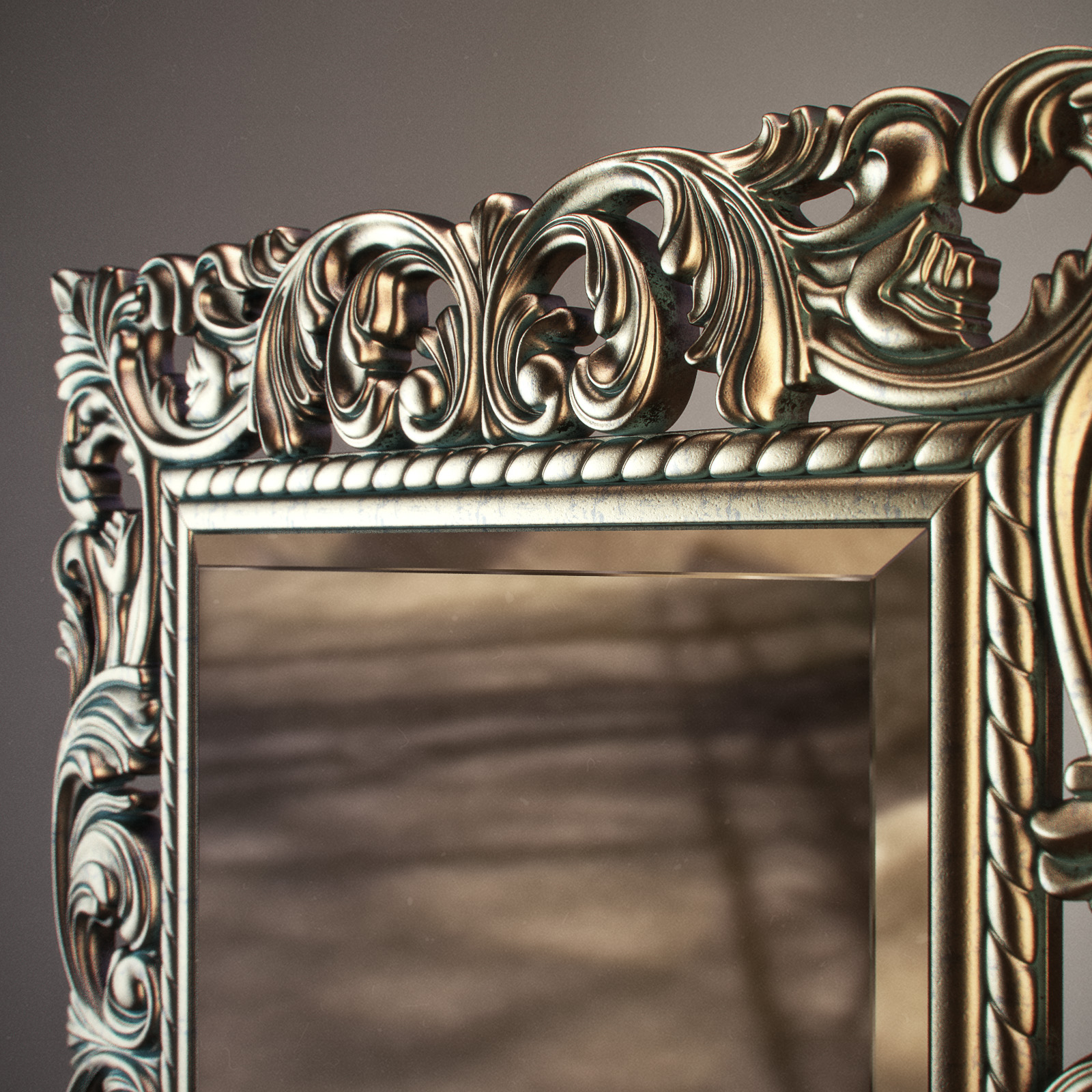 max carved mirror bronze patina