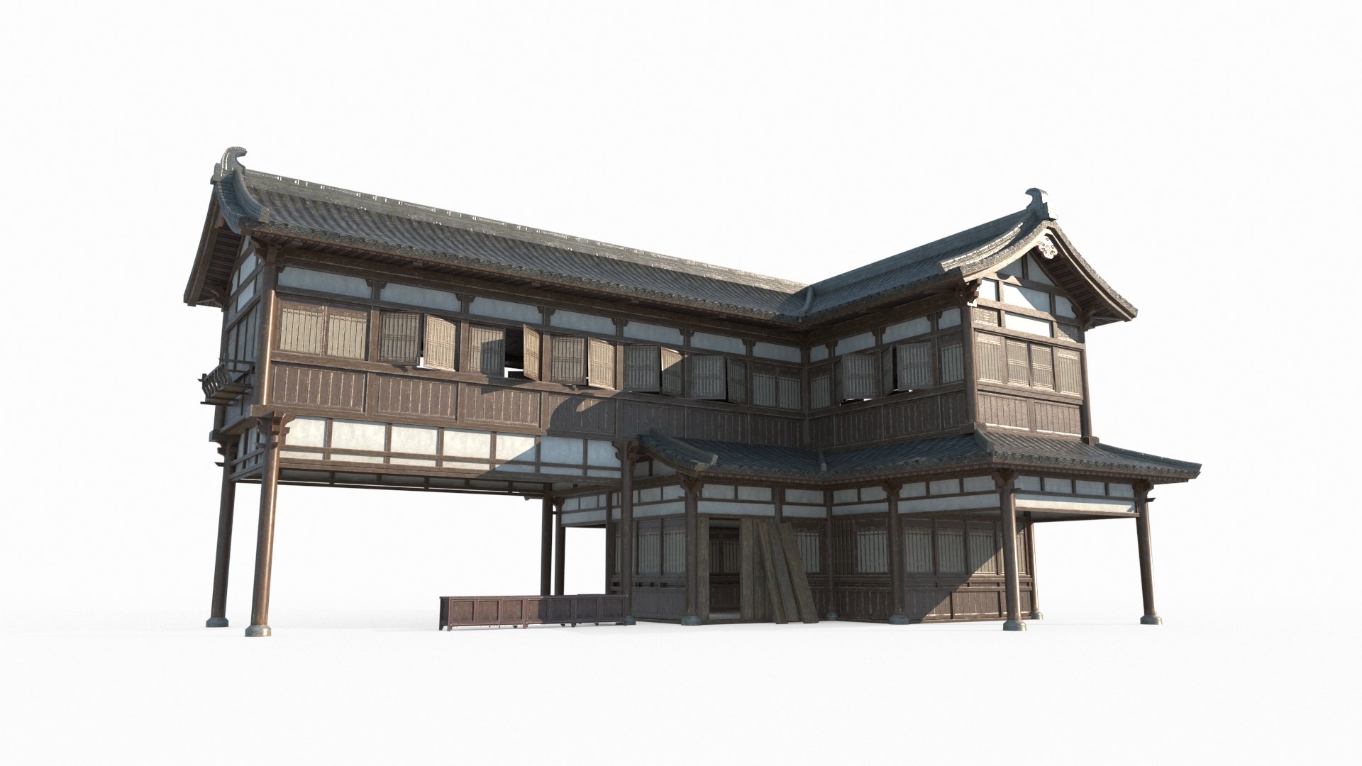 3D Asian Ancient Architecture Shop Inn Model - TurboSquid 2066290