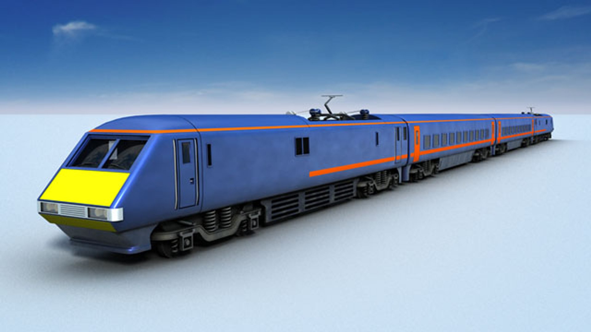 3d Blue Train Model