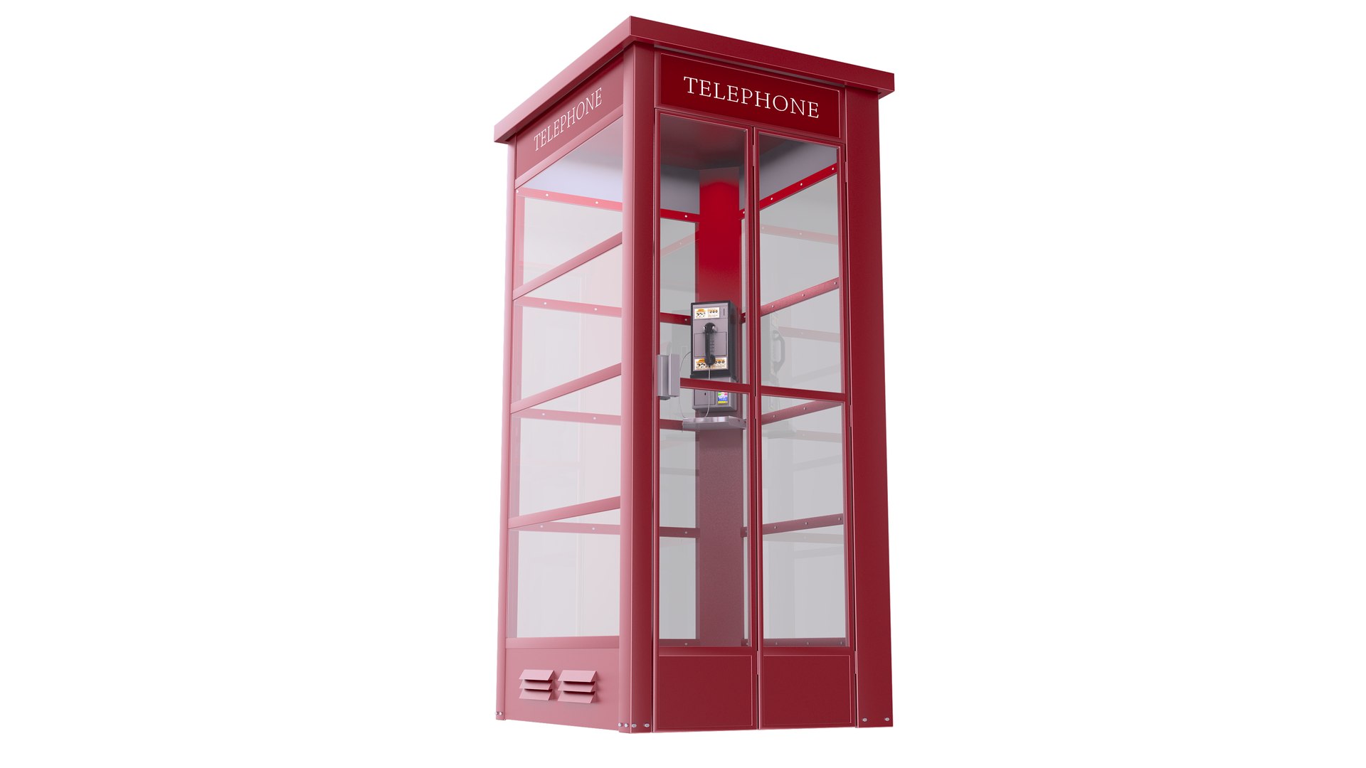 Phone Booth - Red 3D - TurboSquid 1930936