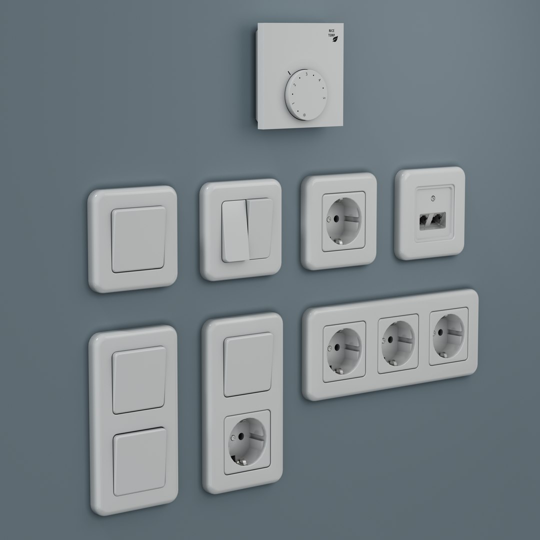 3D Electrical Sockets And Switches - TurboSquid 1915464
