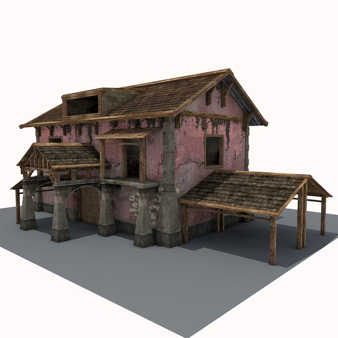 3d Stone Farm Building