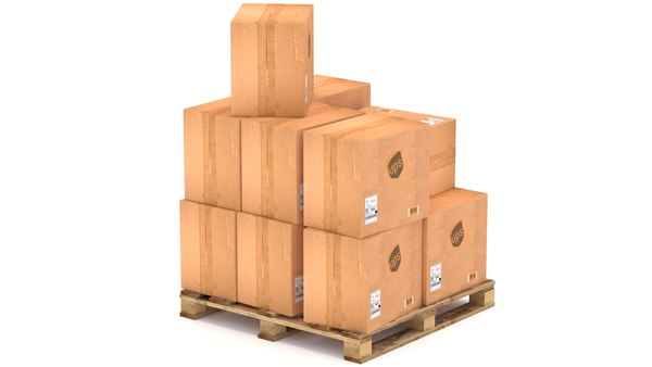 3D UPS Cardboard Box with Pallet - TurboSquid 1816022