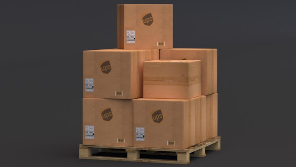 3D UPS Cardboard Box with Pallet - TurboSquid 1816022