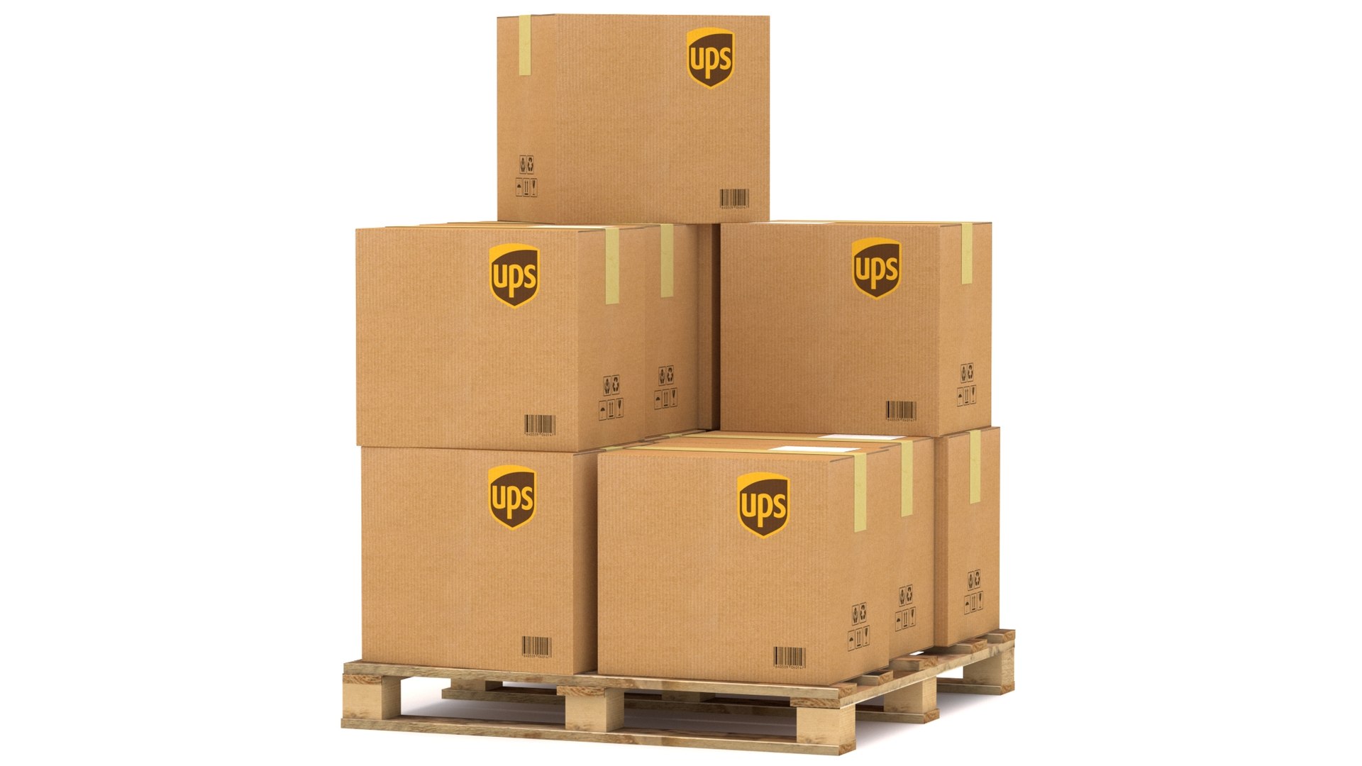 3D UPS Cardboard Box With Pallet - TurboSquid 1816022