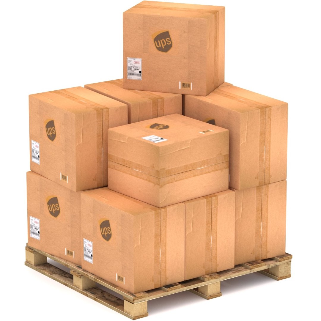 3D UPS Cardboard Box with Pallet - TurboSquid 1816022