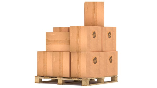 3D UPS Cardboard Box with Pallet - TurboSquid 1816022