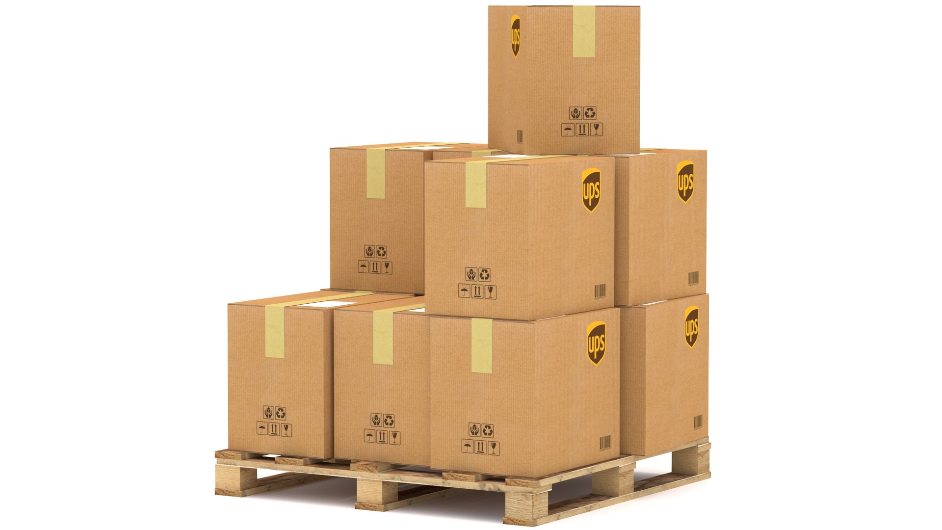 3D UPS Cardboard Box With Pallet - TurboSquid 1816022
