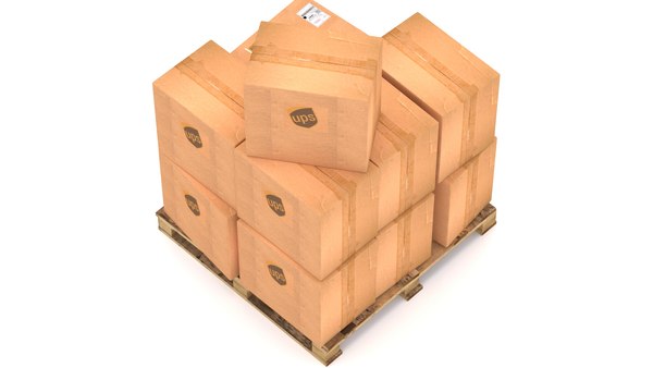 3D UPS Cardboard Box with Pallet - TurboSquid 1816022