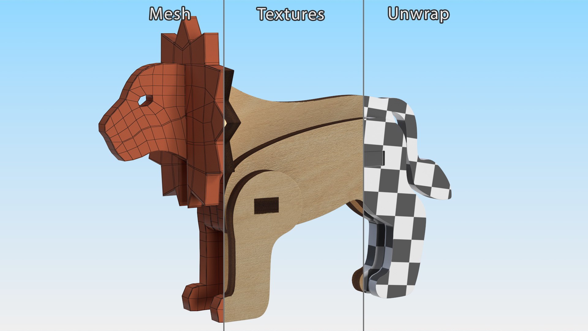 3D 3d Wooden Lion Puzzle Model - TurboSquid 2068451