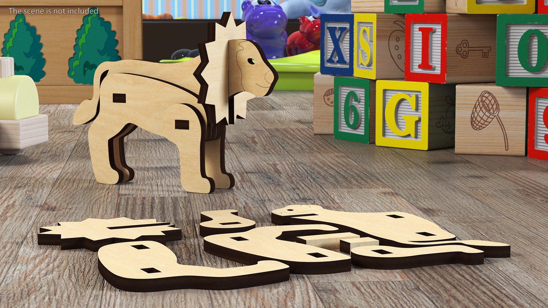 3D 3d Wooden Lion Puzzle Model - TurboSquid 2068451