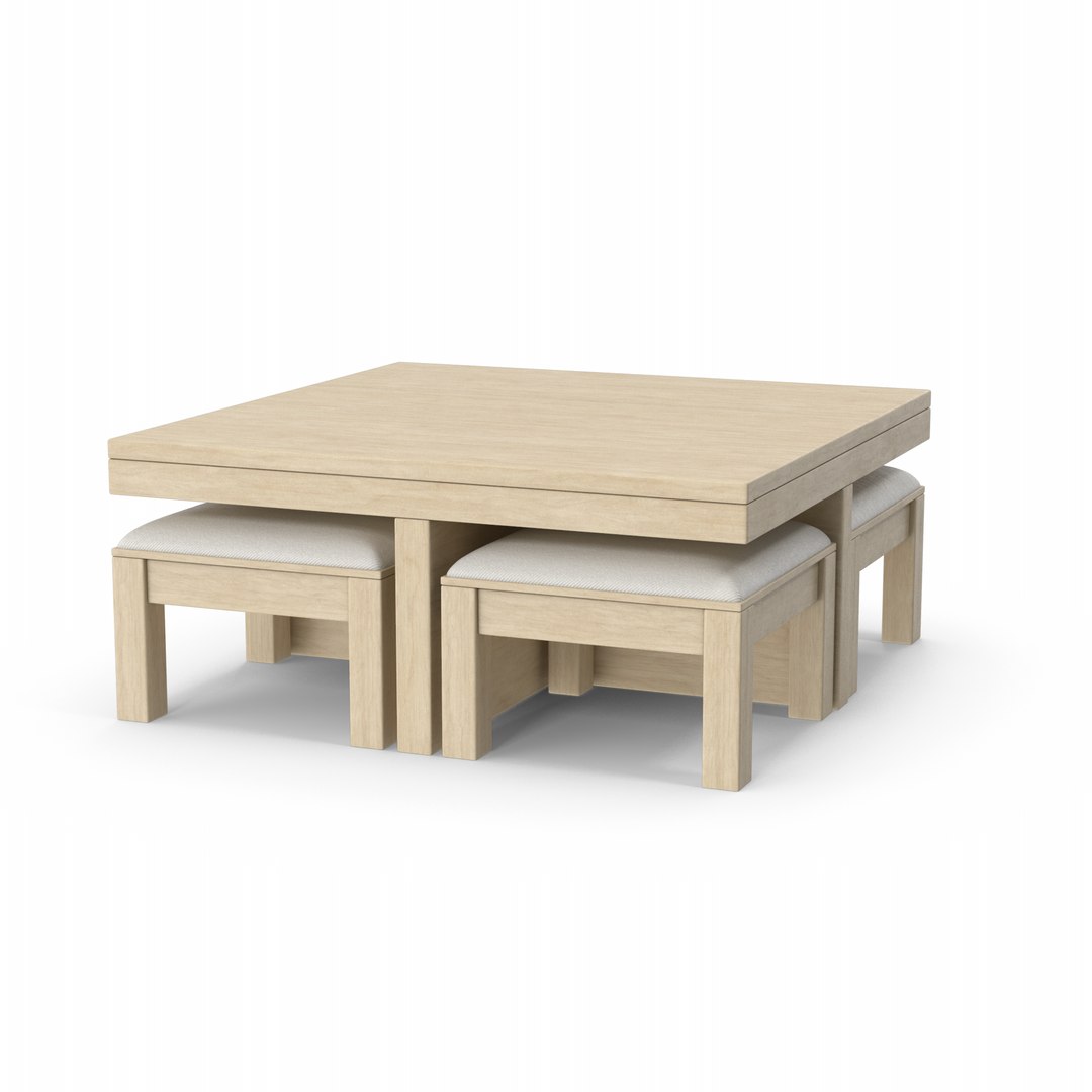 Wooden Dining Table Set Model - TurboSquid 2122990