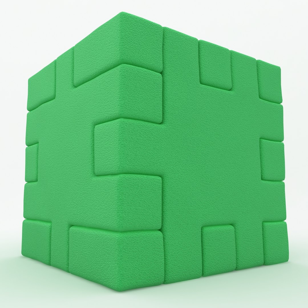 3d happy cube green animation