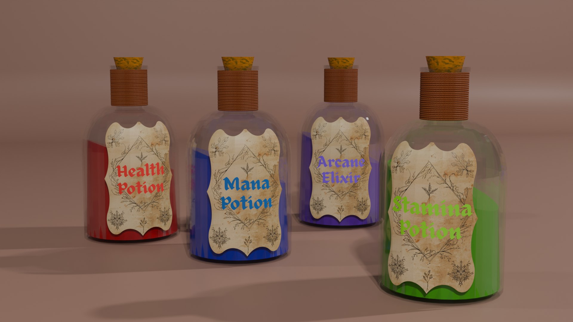3D Game Ready Stylized Potion Pack Fantasy Bottles 4 Types - TurboSquid ...