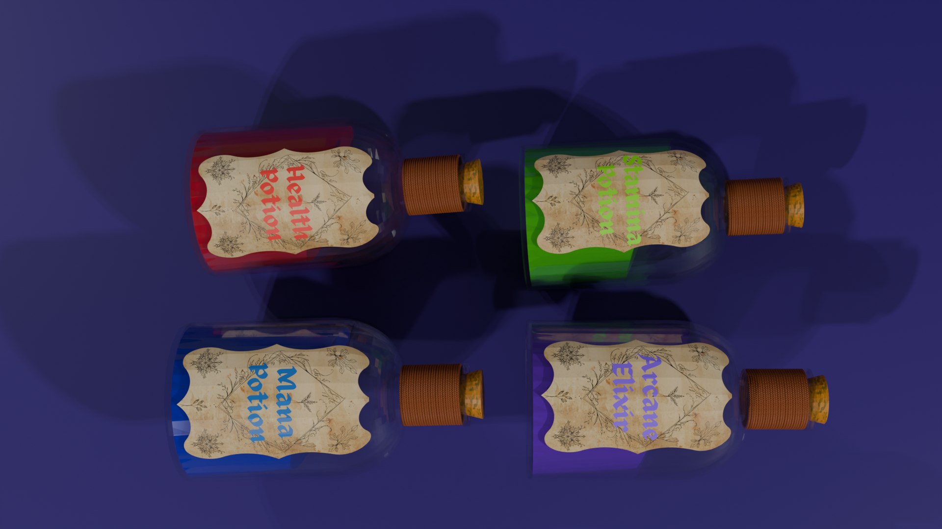 3D Game Ready Stylized Potion Pack Fantasy Bottles 4 Types - TurboSquid ...