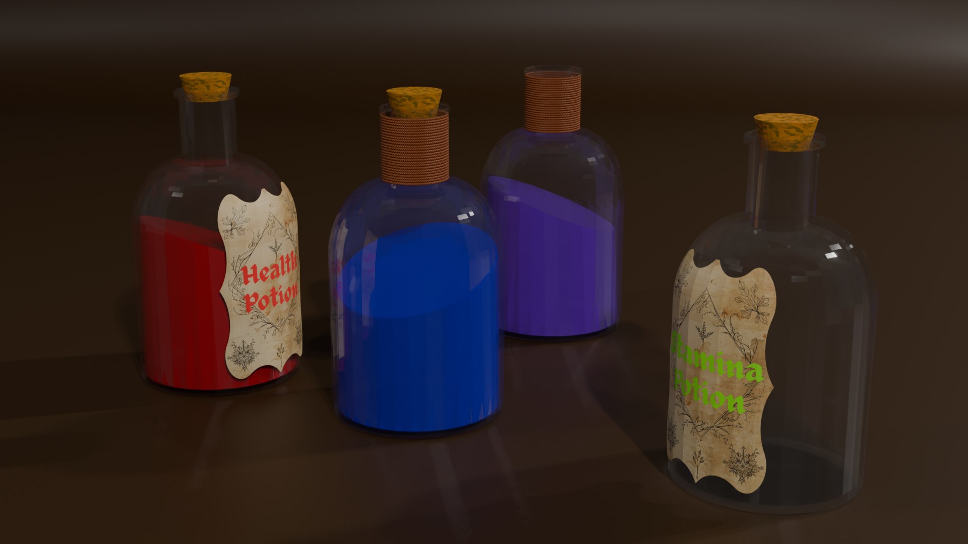 3D Game Ready Stylized Potion Pack Fantasy Bottles 4 Types - TurboSquid ...