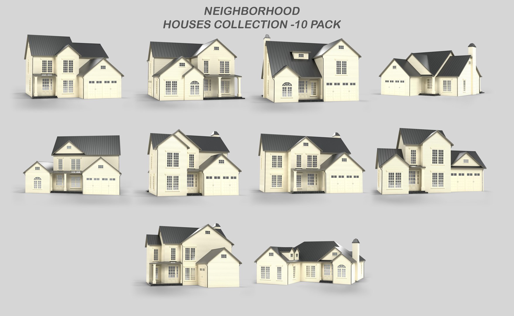 Neighborhood Houses Collection 10 Pack T5 Model - TurboSquid 2215534