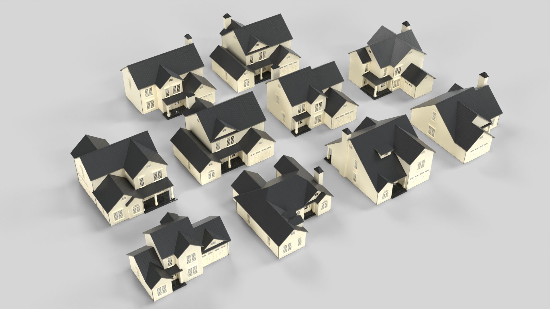 Neighborhood Houses Collection 10 Pack T5 Model - TurboSquid 2215534