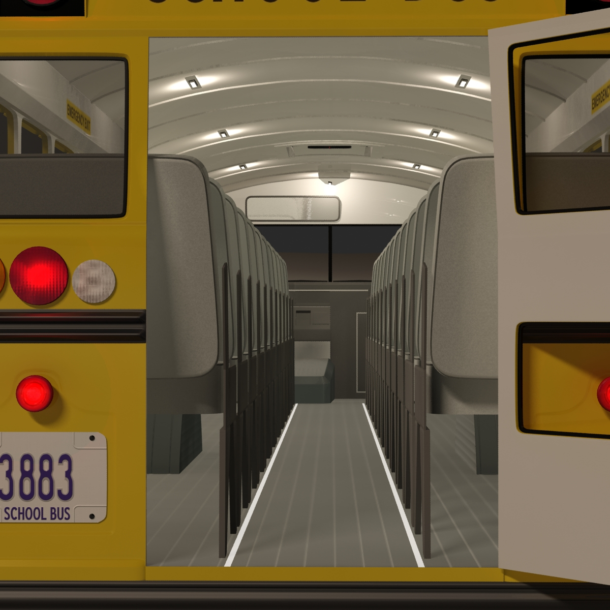 3d american school bus model
