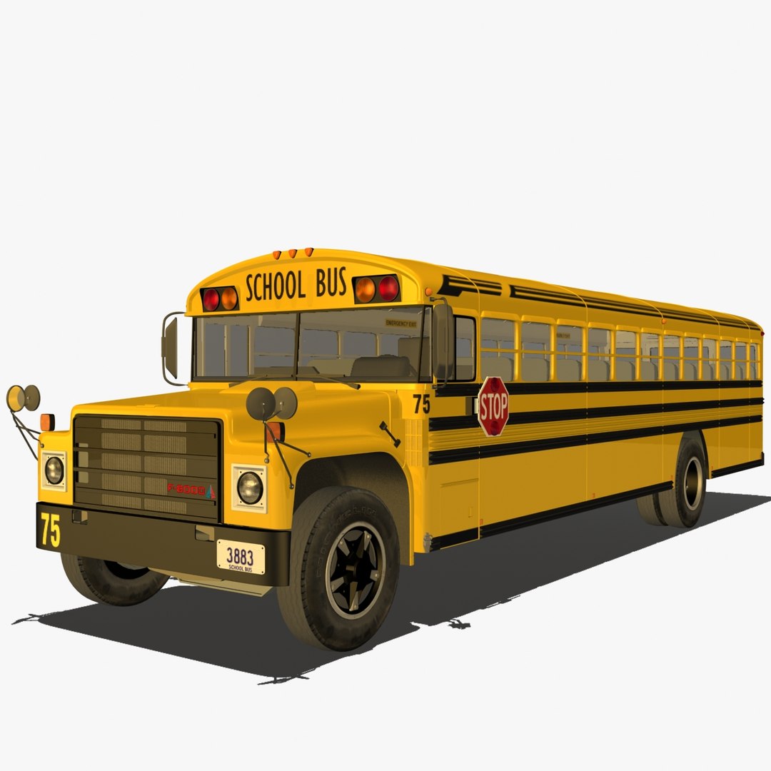 3d american school bus model