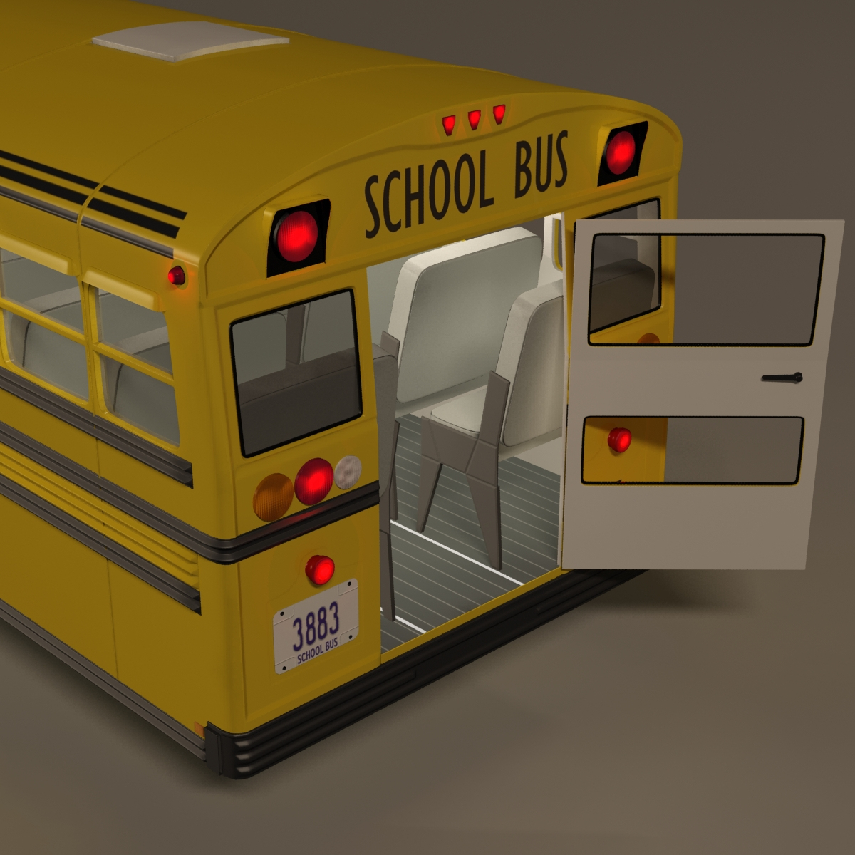3d american school bus model