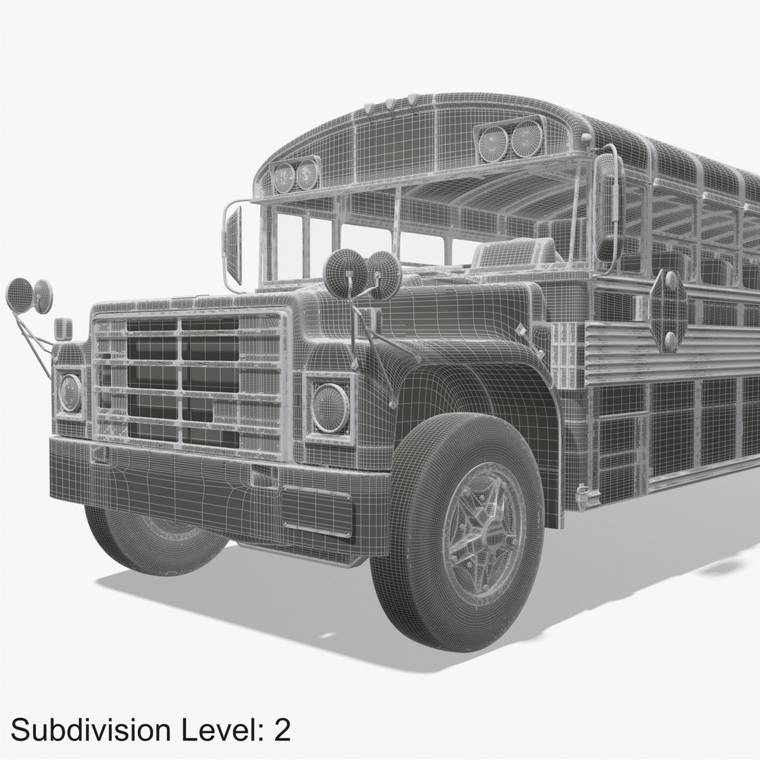 3d american school bus model
