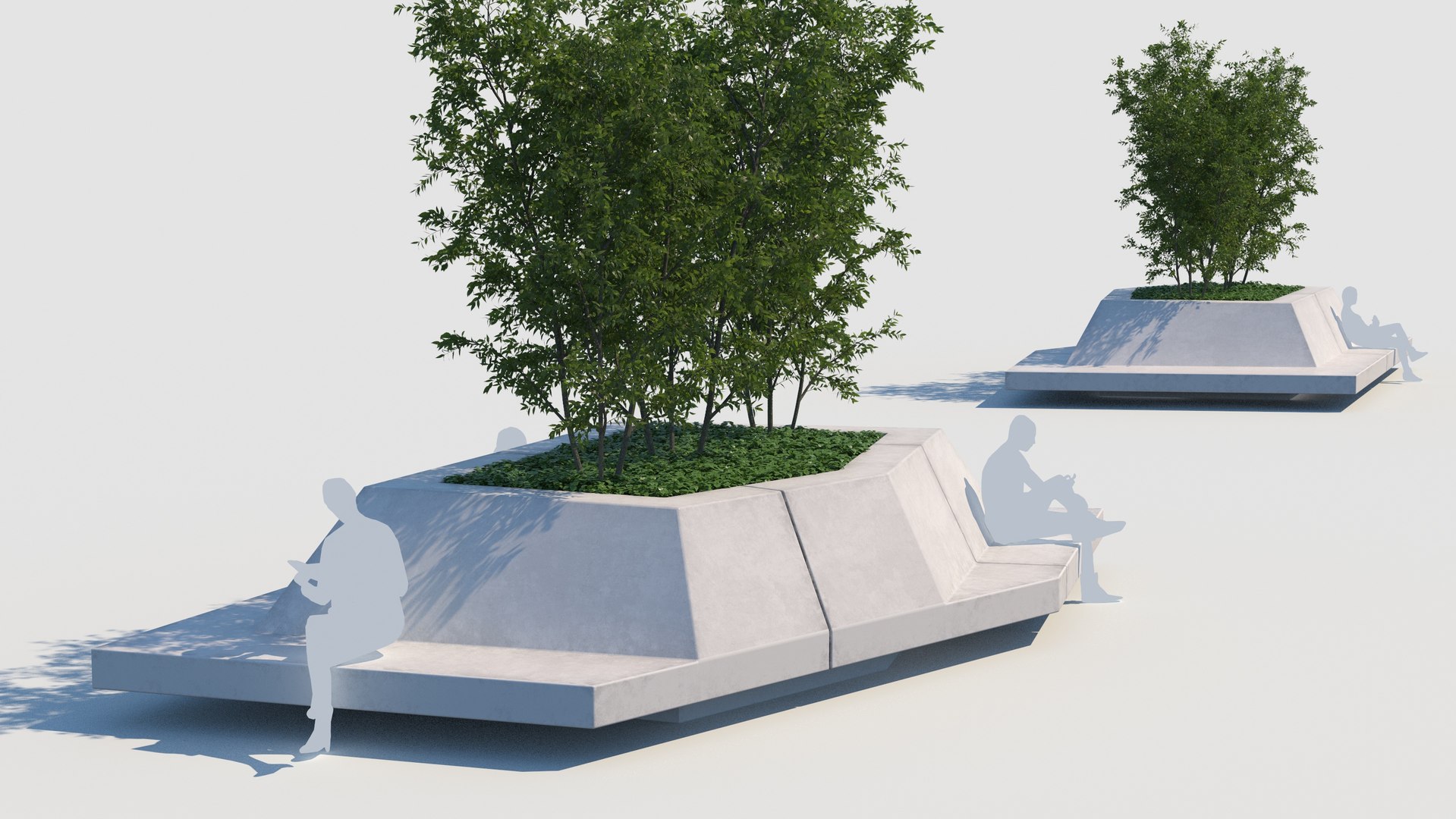 3D model street park bench trees - TurboSquid 1203633