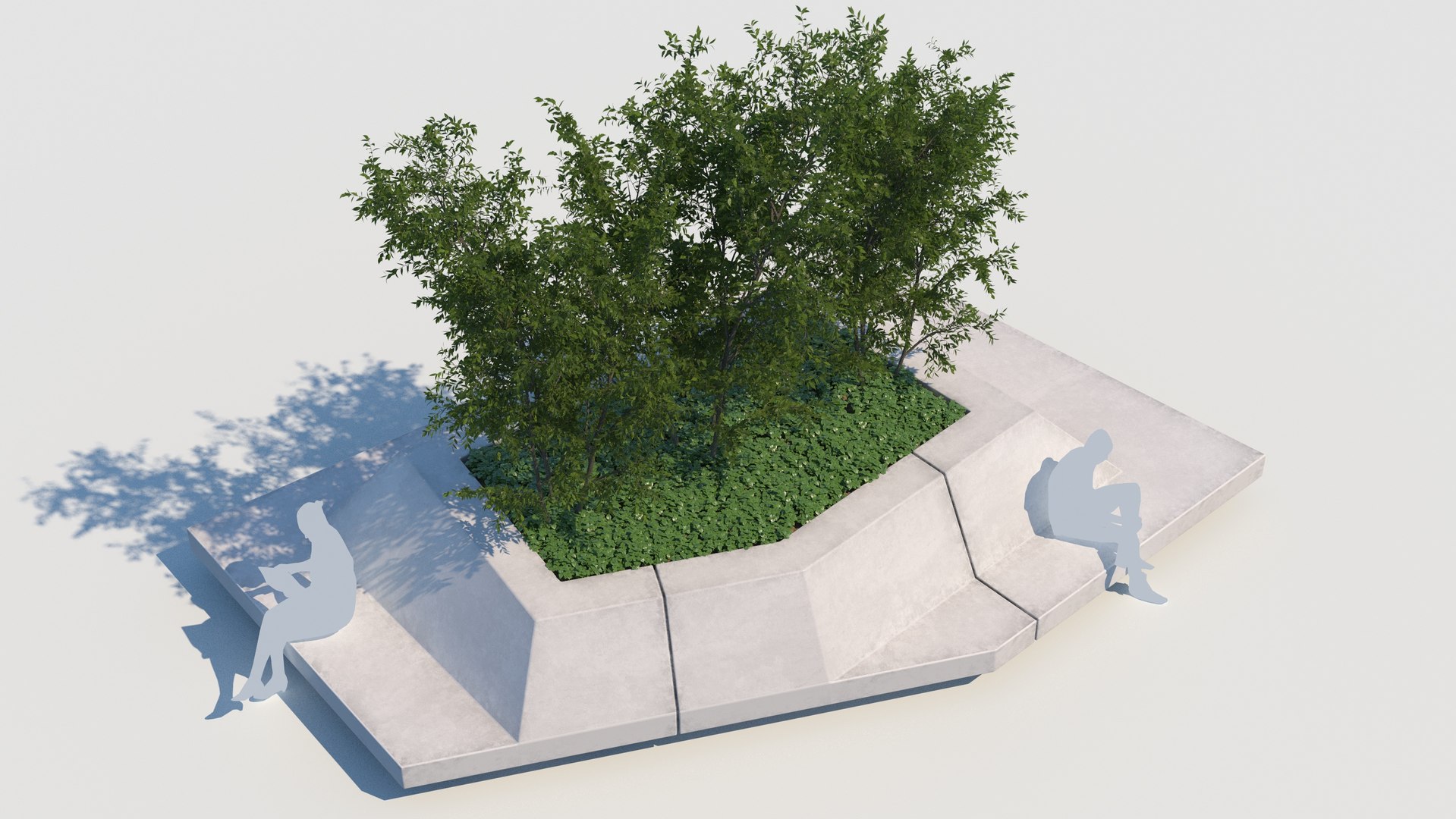 3D model street park bench trees - TurboSquid 1203633