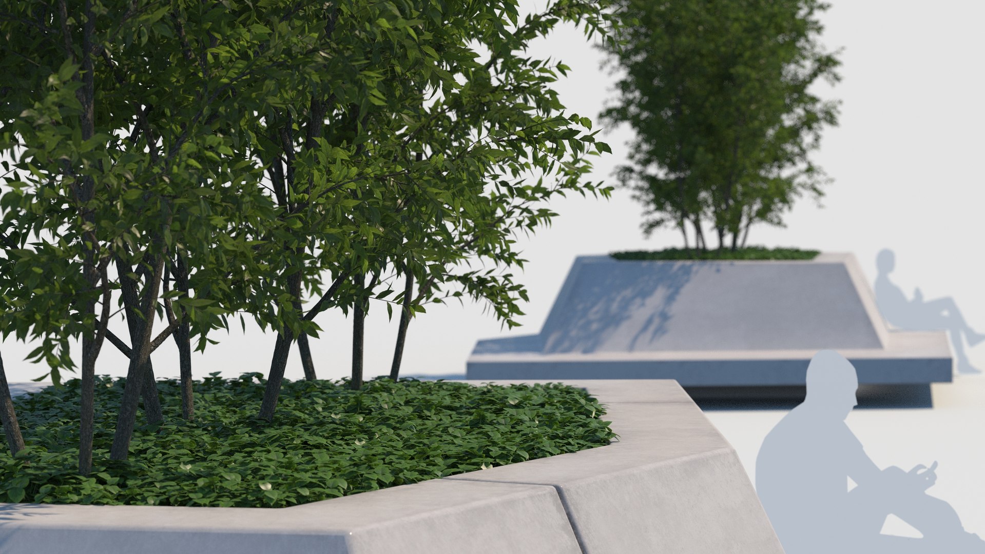 3D model street park bench trees - TurboSquid 1203633