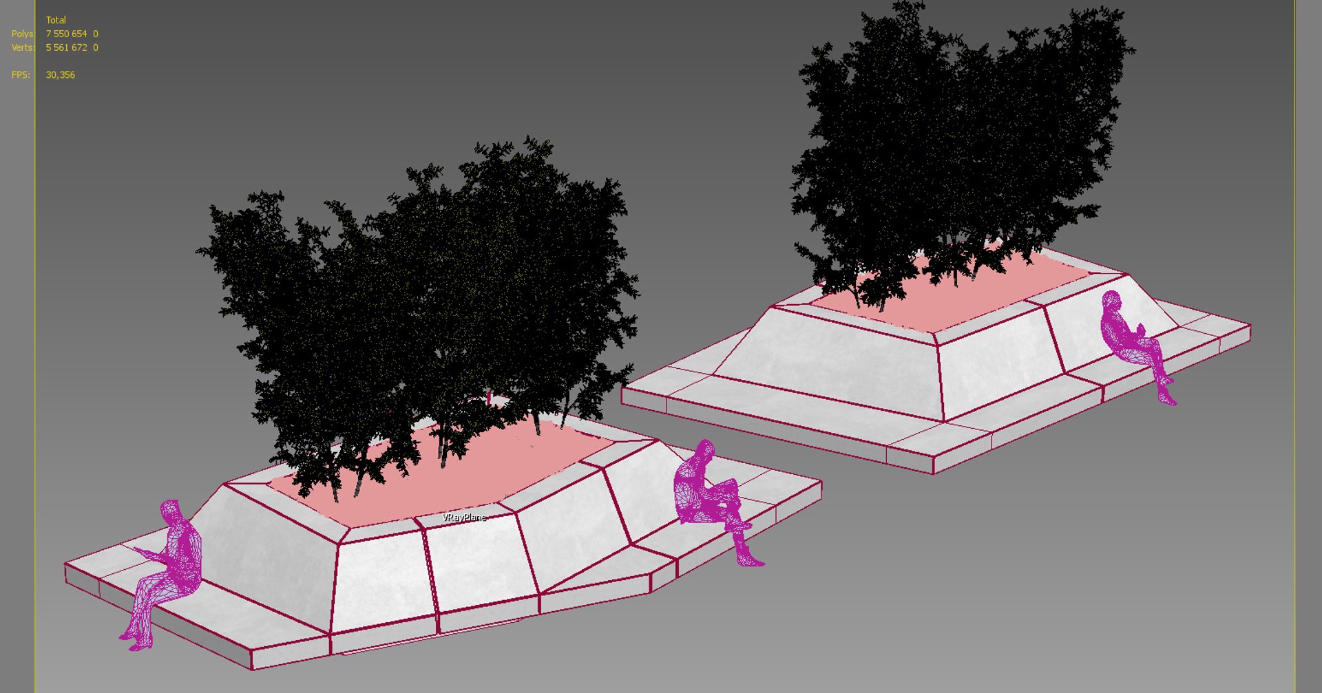 3D model street park bench trees - TurboSquid 1203633