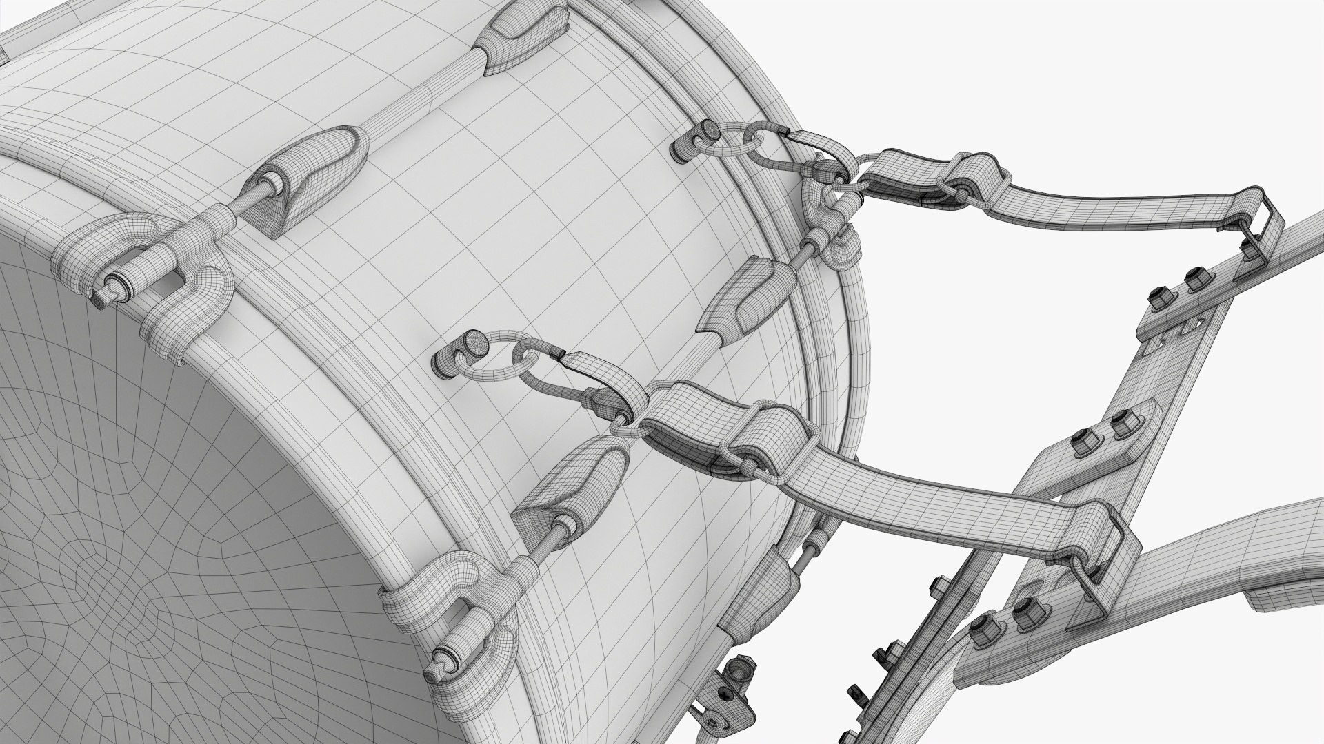 3D Marching Bass Drum With Carrier 18x10 Model - TurboSquid 1866353